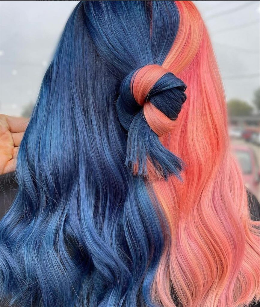 35 Perfect two-color hair dye ideas and peekaboo highlight - Fashionsum